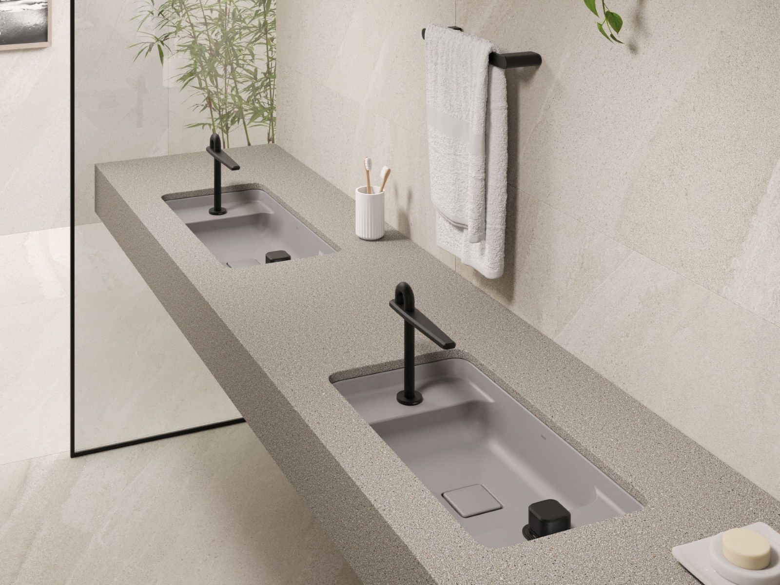 Cuba de Embutir Retangular com Mesa de 50cm L.33050.M.85 Soft Antracite ...